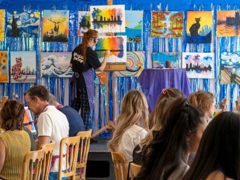 Why Pop-Up Painting Attempted the Largest Ever Sip and Paint | ClassBento